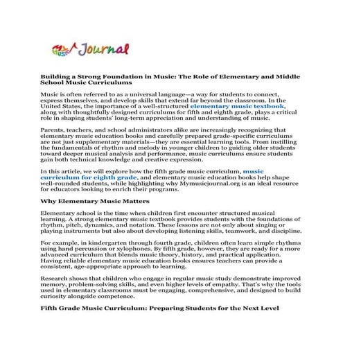 Fifth grade music curriculum Music Textbooks | PDF