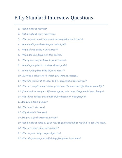 Typical Job Interview Questions | PDF