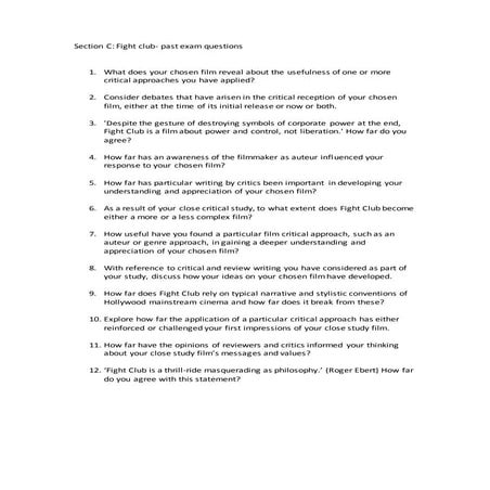 Fight club past exam questions | DOCX
