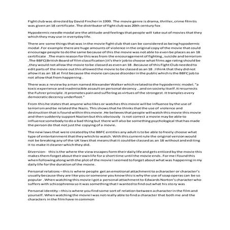 Fight club was directed by david fincher in 1999 | DOCX | Movies ...