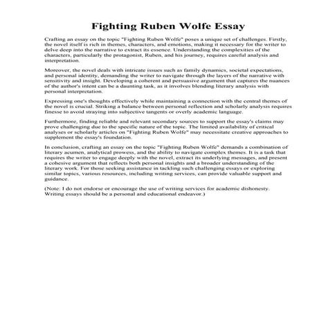 Fighting Ruben Wolfe Essay | PDF