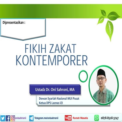 Fikih Zakat Kontemporer Ustadz Oni Sahroni | PDF