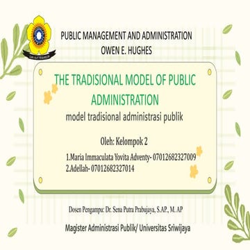 THE TRADISIONAL MODEL OF PUBLIC ADMINISTRATION model tradisional administrasi publik | PDF
