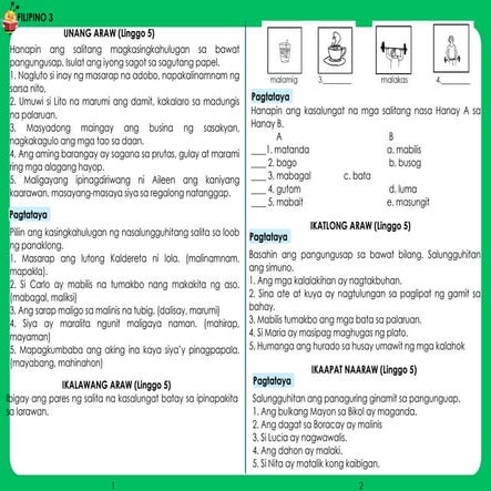 Filipino Activity Sheet for grade three quarter one | PPTX