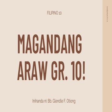 Fil 10 TULA.pdf tulaaaaaa. Grade 10 Unang MARKAHAN | PDF