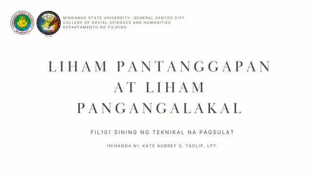 Paggawa ng Liham Pormal - Quarter 2 Week 7 | PPTX