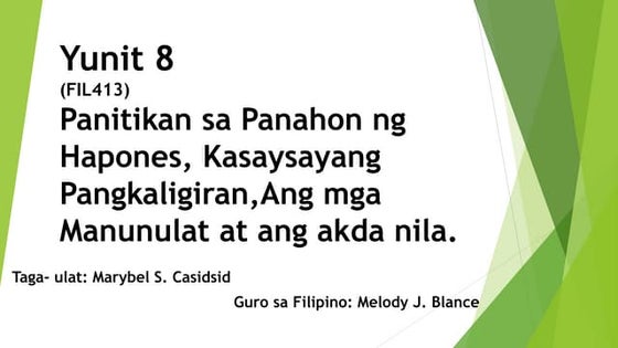 PAKSA: Panitikan sa Panahon ng Hapones: Tanaga at Haiku | PDF