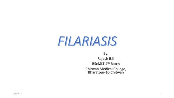 Filariasis laboratory diagnosis | PPT