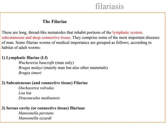 Classification of Microfilaria | DOCX | Infectious Diseases | Diseases ...