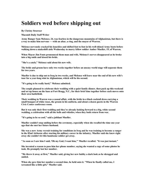 Writing Sample: News feature story | PDF