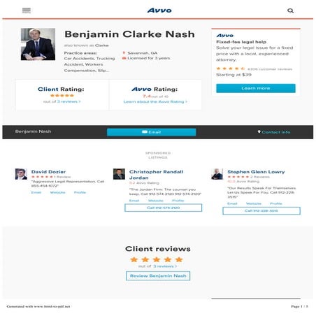 Lawyer Benjamin Nash - Savannah, GA Attorney - Avvo.com