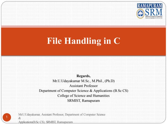 File Handling In C Programming Unit 5 1 Ppt