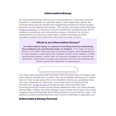 TYPES OF ESSAY WRITING - INFORMATIVE ESSAY | PDF