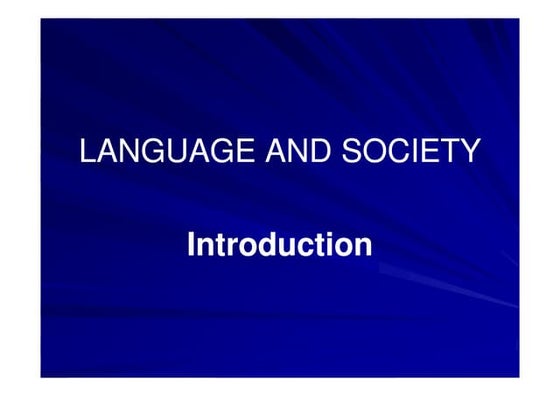 Language and society | PDF