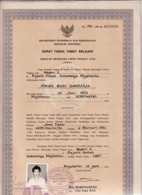 Surat Keterangan On The Job Training | PDF