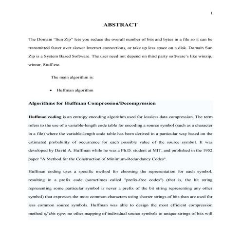 File Compression Sunzip Huffman Algorithm Pdf 9387