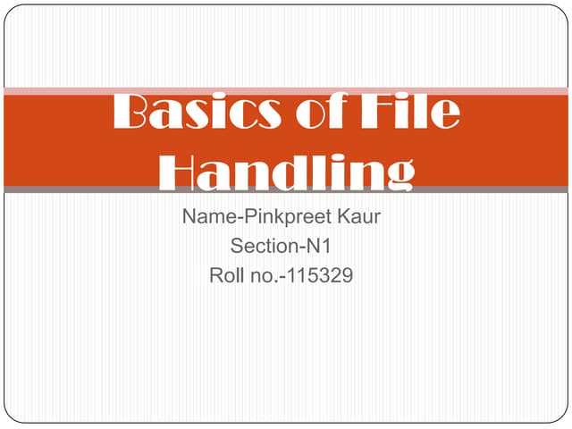 File Input And Output