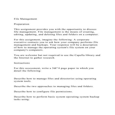 File ManagementPreparationThis assignment provides you w | DOCX