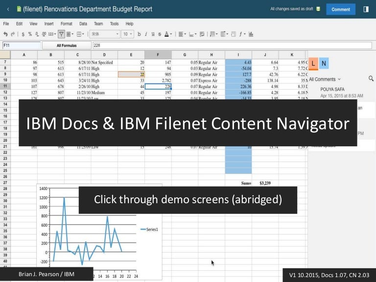 IBM Filenet Content Navigator + IBM Docs screen demo
