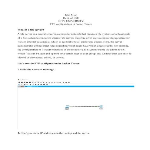 Ftp server configuration on cisco packet tracer