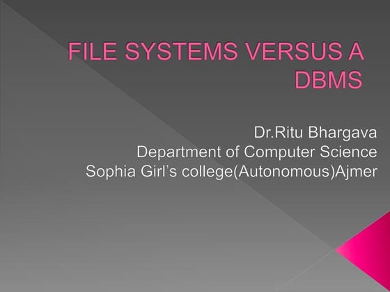 File System Vs Dbms Ppt