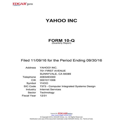Yahoo 10-Q SEC filing reveals data breach was known for two years | PDF