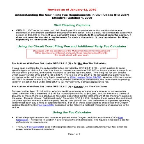 Understanding the New Filing Fee Requirements in Civil Cases (HB 2287 ...