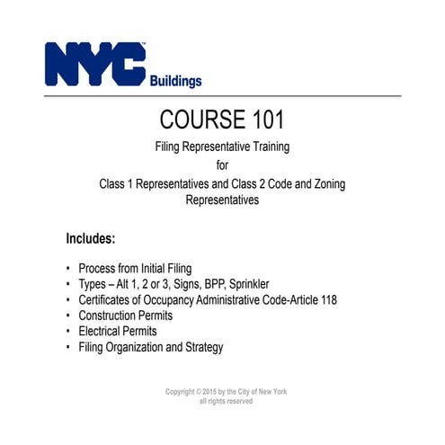 New York City Department of Buildings Filing rep course_101 | PDF