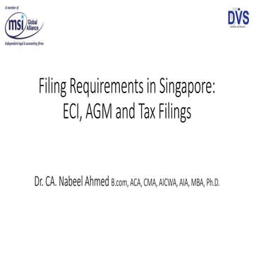 Filing Requirements in Singapore: ECI, AGM and Tax Filings | PPT