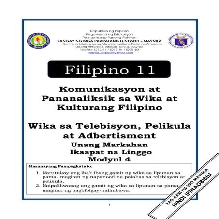 FILIPINO-11_Q1_Mod4. Gas Strand Reviewer | PDF