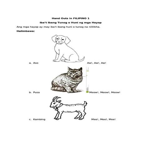 Mga tunog ng iba't ibang mga hayup grade 1 | PDF