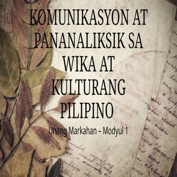 FILIPINO para sa Wikang Pambansa para sa Wikang Filipino | PPTX