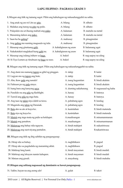 K to 12 Grade 3 LAPG DRY RUN - 1 with EDQ | PDF