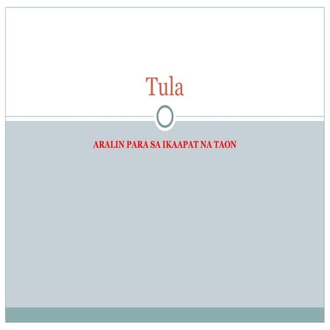 ARALIN SA filipino-tula AT MGA URI NG TULA | PPT