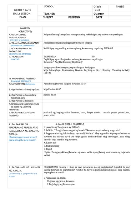 COT1-Fil 10 F10WG-If-g-61 Panghalip Bilang Panuring Sa Mga Tauhan | DOCX