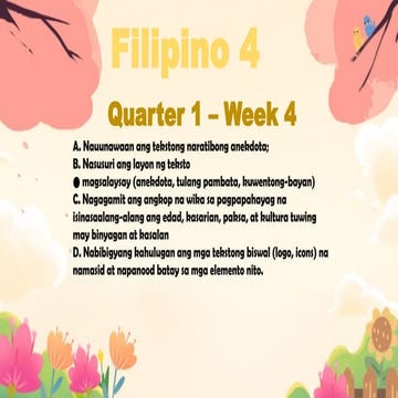 Filipino 4 Quarter 1 Week 4.PowerPoint presentation | PPTX