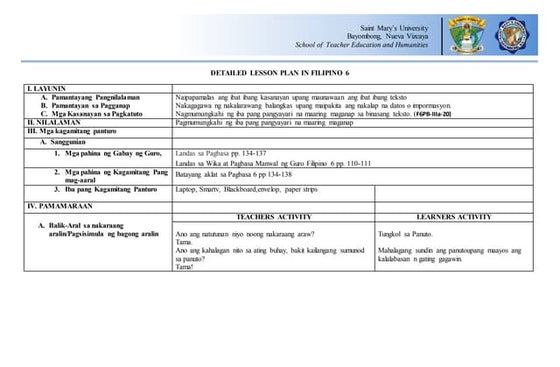 Filipino 6 dlp 21 mga katangian ng tauhan | PDF