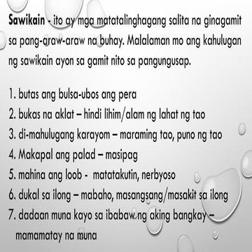 Filipino 6 sawikain week 4. Quarter 1 Department of Education SY 2024-2025pptx | PPT