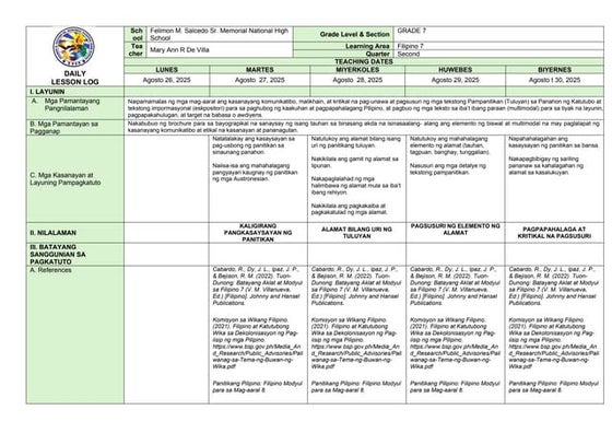 ALAMAT-GRADE 7.POWERPOINT and DETAILED LESSON PLAN TOPIC | PPTX