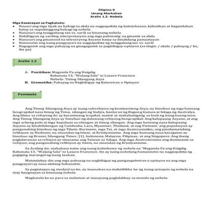 Ikalawang pangwakas na output filipino 9-modyul | DOCX