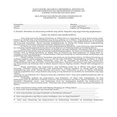 Filipino iv 4th qtr | DOCX