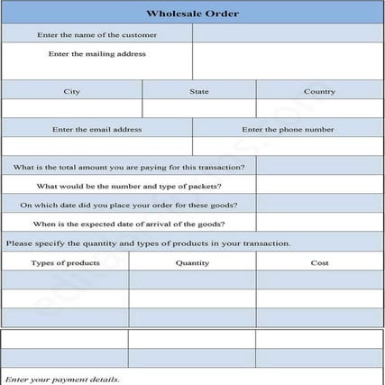 Simplify Wholesale Ordering with Our Fillable Wholesale Order Form PDF ...