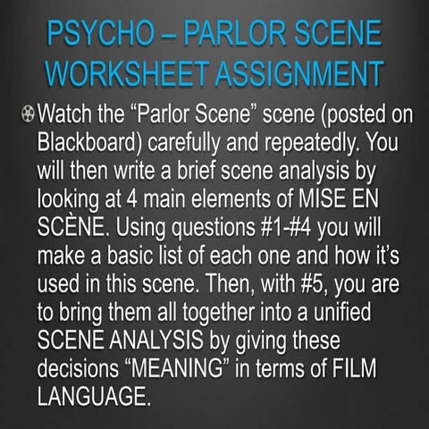 WCC FILM 100 psycho parlor scene worksheet LUTHER | PPTX