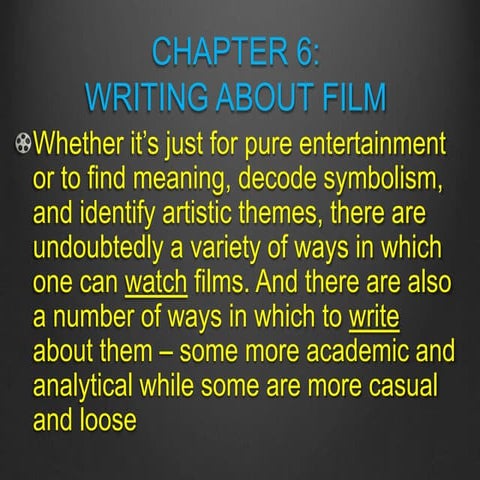 WCC FILM 100 - WRITING ABOUT FILM | PPT