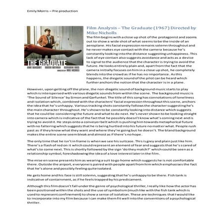 Film Opening Analysis - The Graduate | DOCX