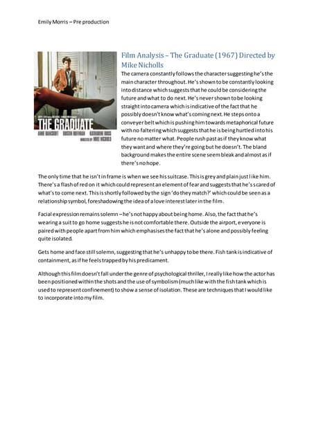 Film analysis - The Graduate | PDF