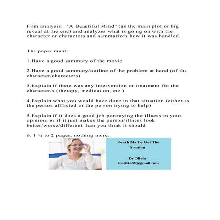 Film analysis A Beautiful Mind (as the main plot or big reveal a.docx ...