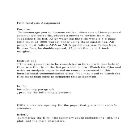 Film Analysis AssignmentPurpose To encourage you to becom.docx