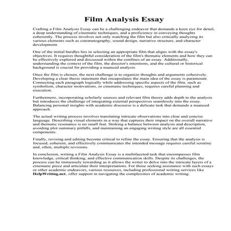 Film Analysis Essay. Example Film Essay Thesis - How to Write an ...