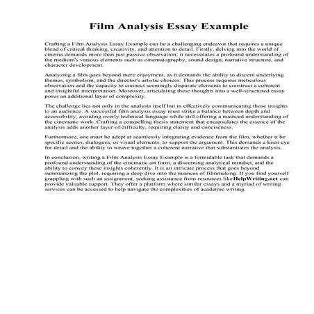 Film Analysis Essay Example. The University of Tampa | PDF